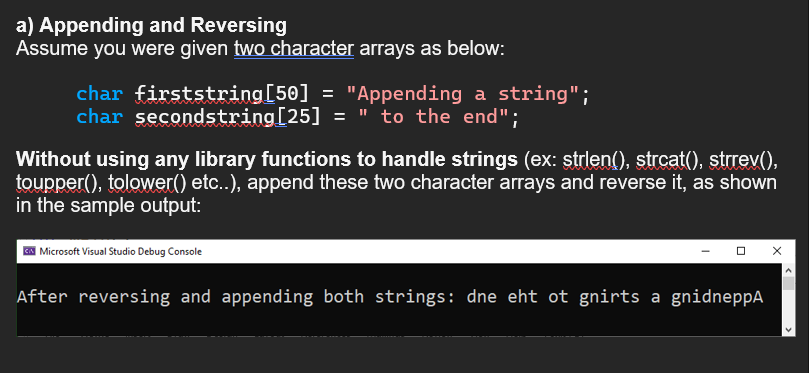 Solved a) Appending and Reversing Assume you were given two | Chegg.com