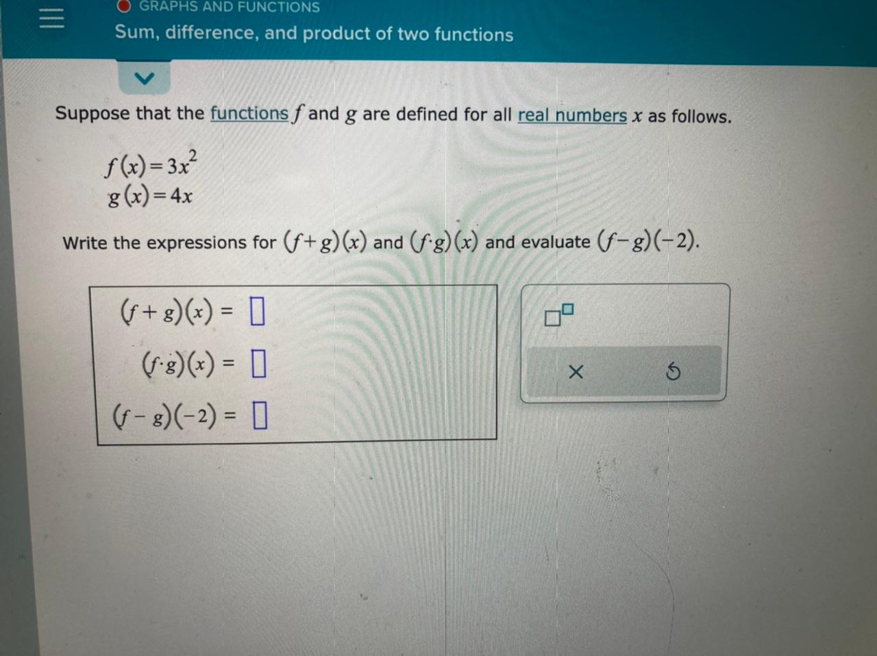 Solved Suppose that the functions f and g are defined for | Chegg.com