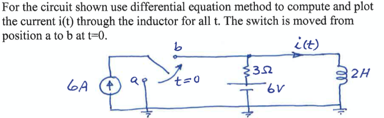 Solved For the circuit shown use differential equation | Chegg.com