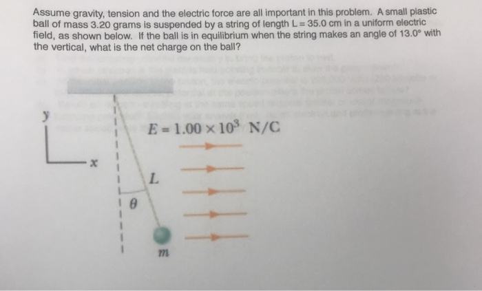 Solved Assume gravity, tension and the electric force are | Chegg.com