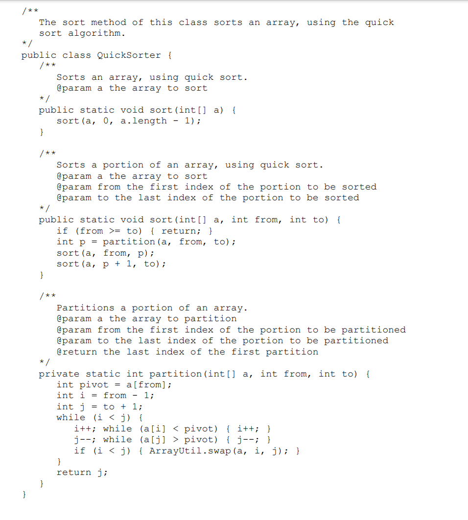Solved Complete the tracing table for the Quicksort | Chegg.com