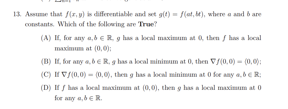 Solved 13. Assume that f(x, y) is differentiable and set | Chegg.com