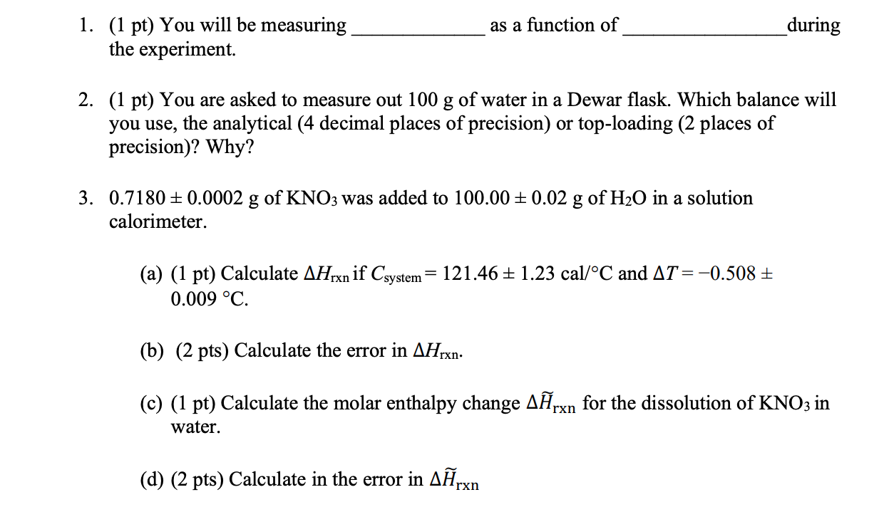Solved 1. (1 pt) You will be measuring as a function of | Chegg.com