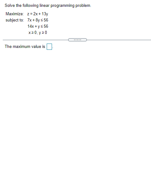 Solved Solve the following linear programming problem. | Chegg.com