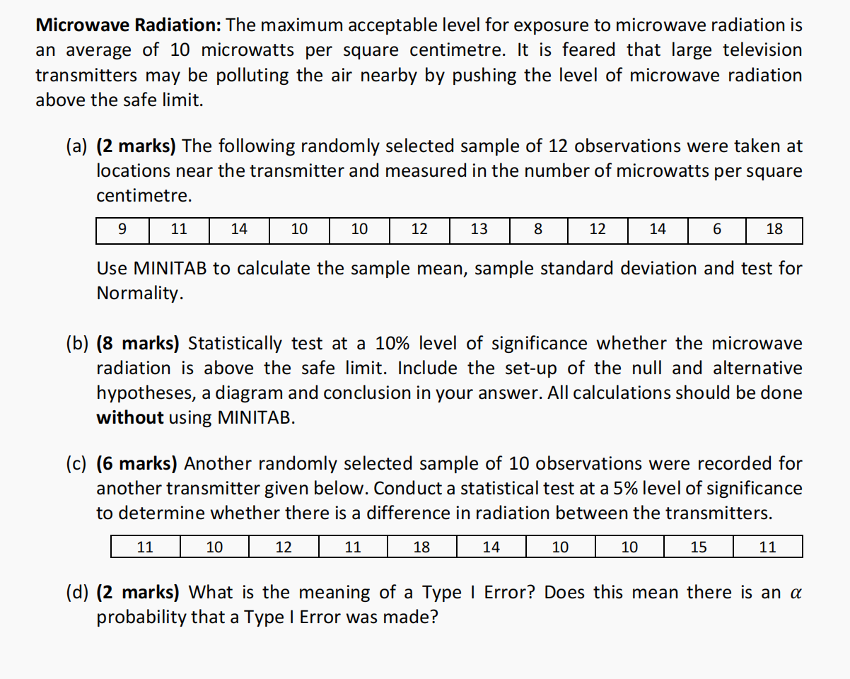 Solved Microwave Radiation: The maximum acceptable level for | Chegg.com