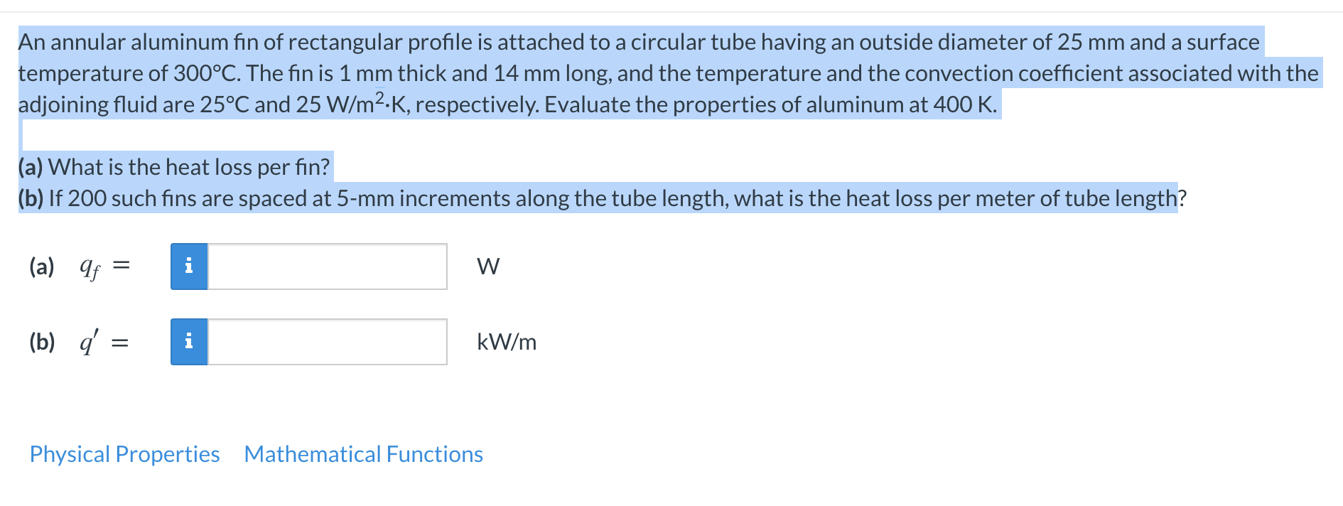 Solved An annular aluminum fin of rectangular profile is | Chegg.com