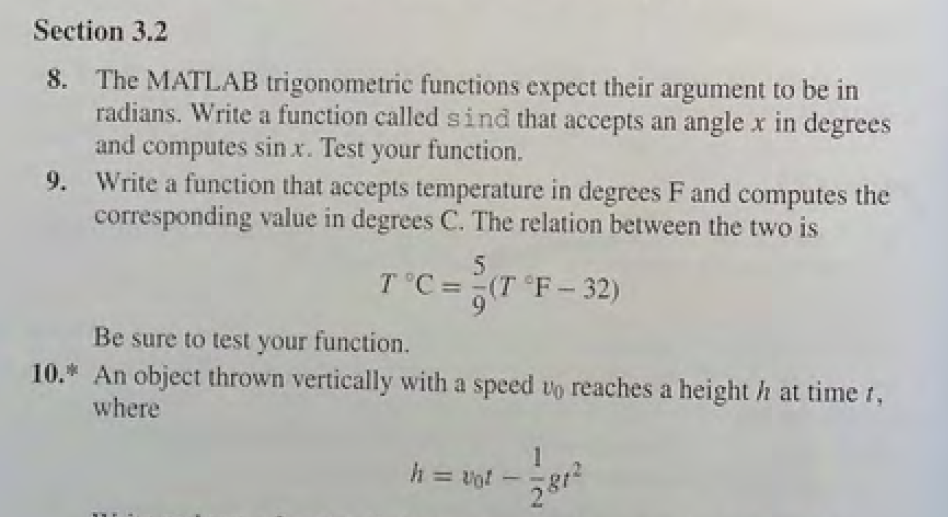 Solved Section 3 2 8 The Matlab Trigonometric Functions