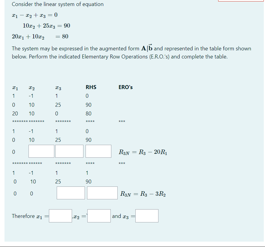 Solved = Consider the linear system of equation x1 - x2 + x3 | Chegg.com