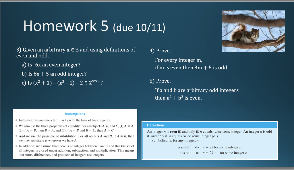 Solved Homework 5 (due 10/11) 3) Given an arbitrary x∈Z and | Chegg.com