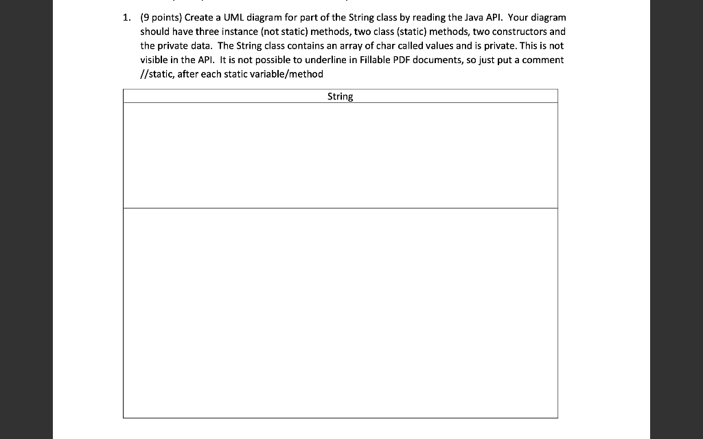 Solved 1. (9 points) Create a UML diagram for part of the | Chegg.com