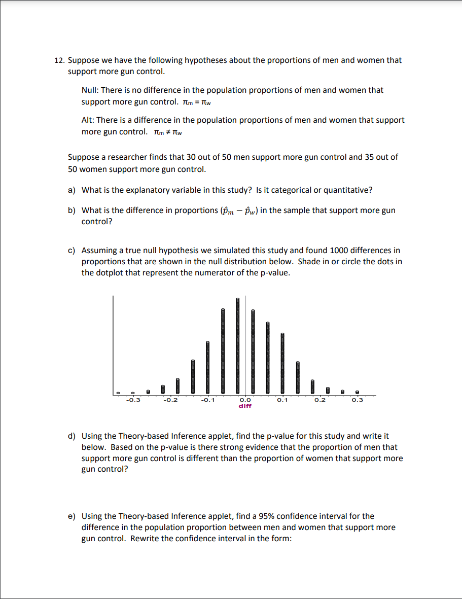 Solved Suppose we have the following hypotheses about the | Chegg.com
