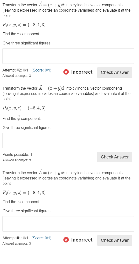 Solved Transform the vector A=(x+y)x^ into cylindrical | Chegg.com