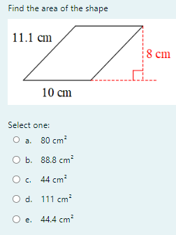 Solved Find the area of the shape Select one: a. 4.36 cm2 b. | Chegg.com
