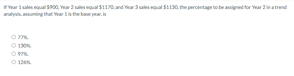 Solved If Year 1 sales equal $900, Year 2 sales equal $1170, | Chegg.com