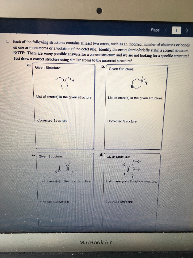 Solved Page 1 1. Each of the following structures contains | Chegg.com