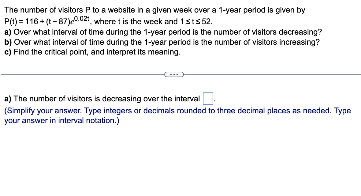 Solved The number of visitors P to a website in a given week | Chegg.com