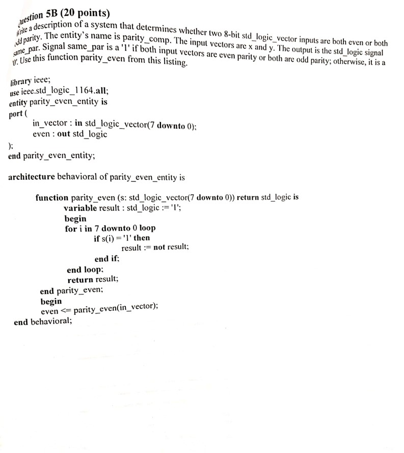 Solved juetstion 5B (20 points) pirte a description of a | Chegg.com