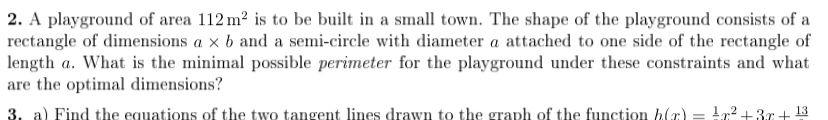 Solved 2. A playground of area 112 m2 is to be built in a | Chegg.com