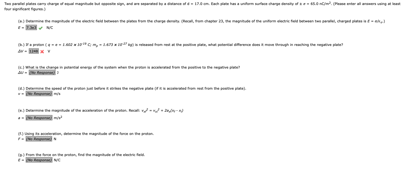 Solved Two parallel plates carry charge of equal magnitude | Chegg.com