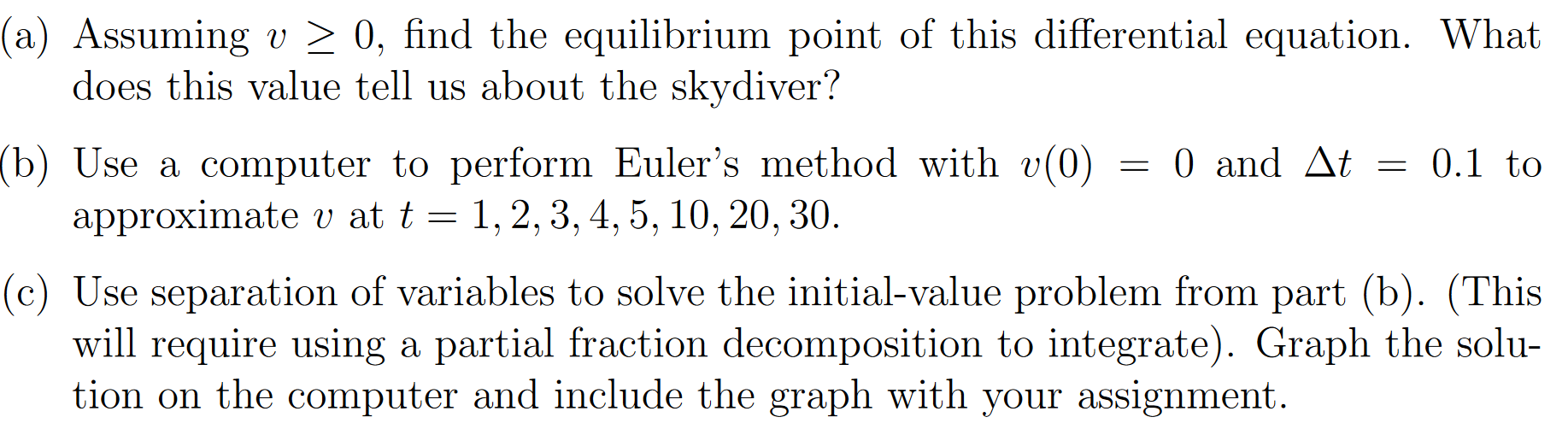 Solved The velocity of a free-falling skydiver can be | Chegg.com