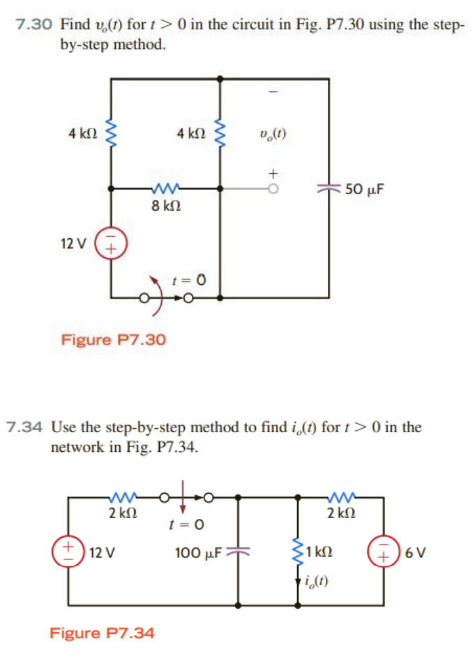 Solved 7.30 Find vo(t) for t>0 in the circuit in Fig. P7.30 | Chegg.com