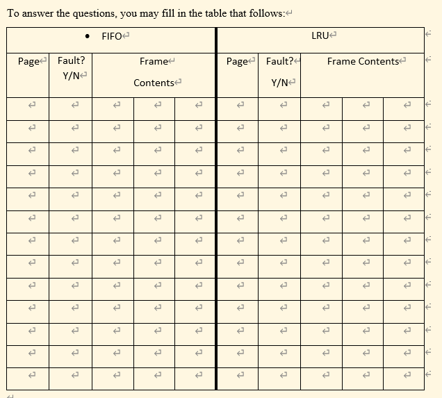 Consider the following stream of page references | Chegg.com