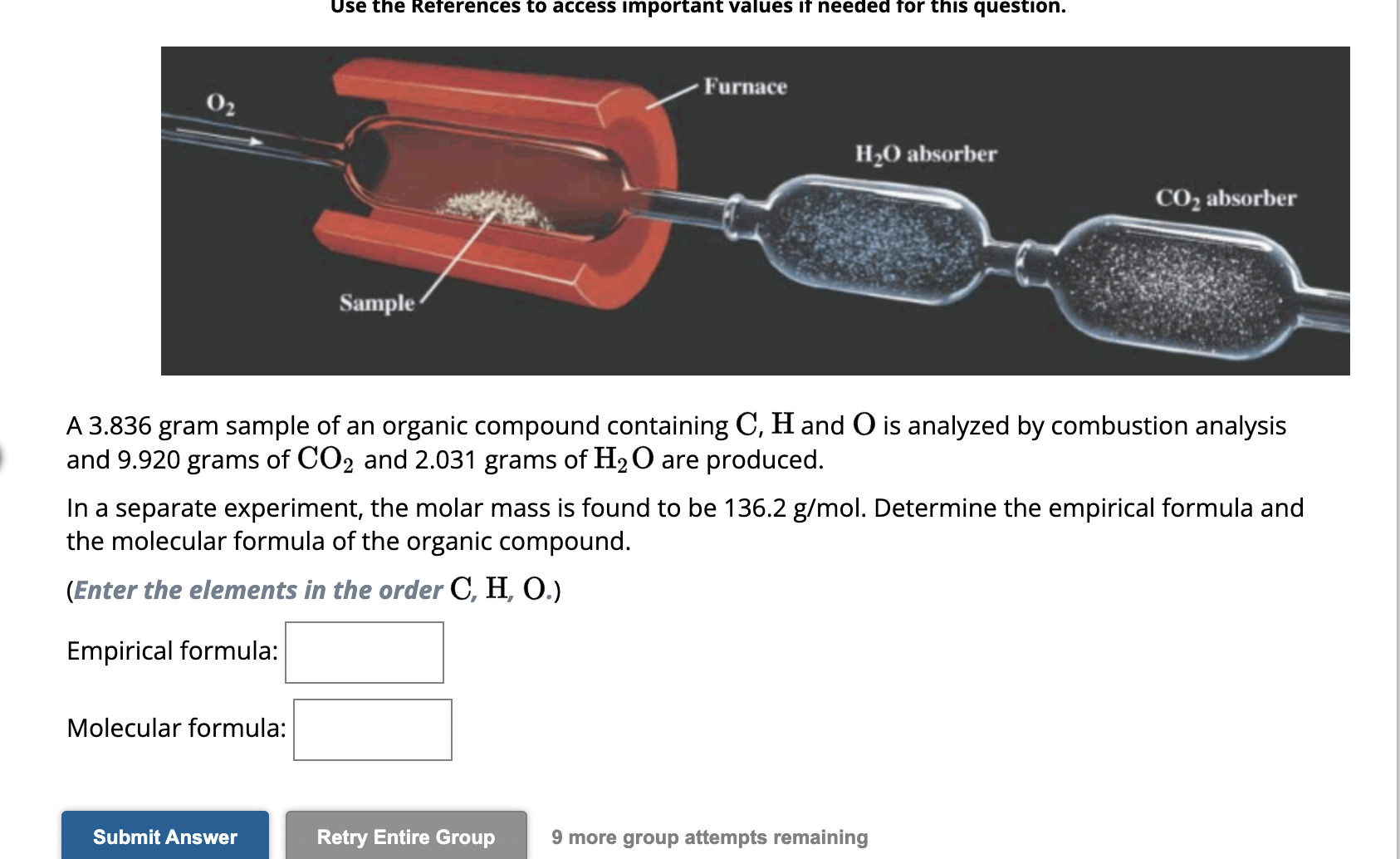 Solved A 3.836 gram sample of an organic compound containing | Chegg.com