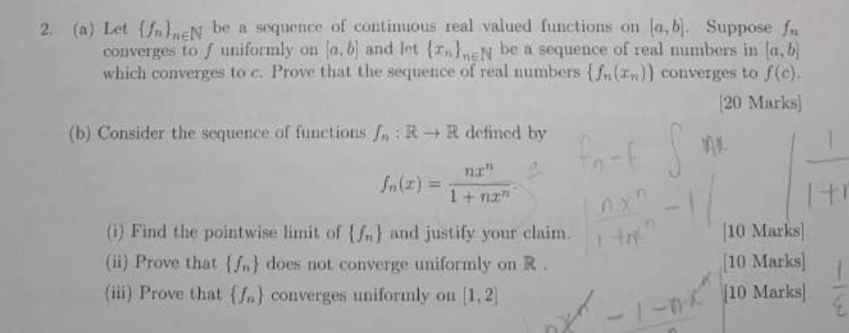 Solved (a) Let {fn}n∈N be a sequence of continuous real | Chegg.com
