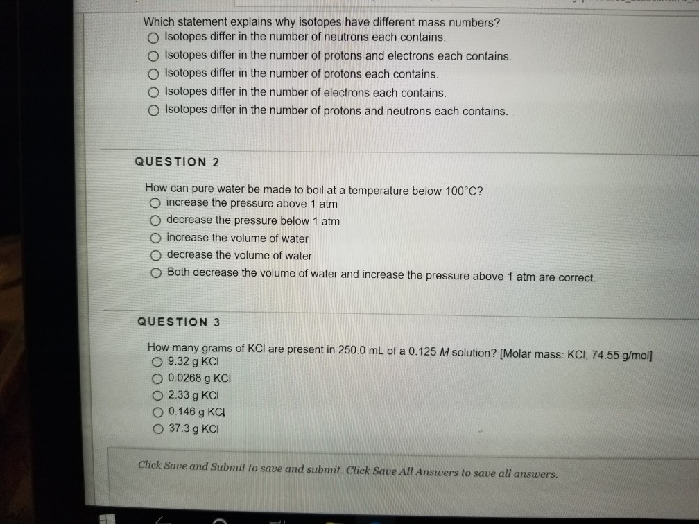 Solved Which Statement Explains Why Isotopes Have Different