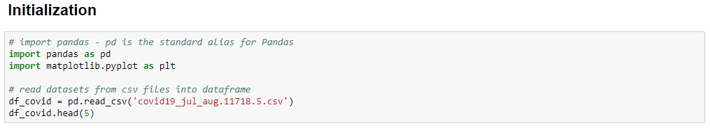 Initialization # import pandas - pd is the standard | Chegg.com