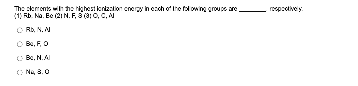 Solved The elements with the highest ionization energy in | Chegg.com