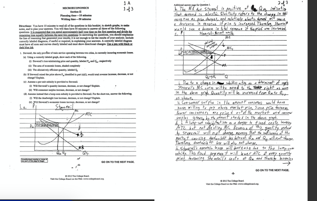 Guidance Use "AP Micro - FRQ - 2012 (1) - Samples and | Chegg.com