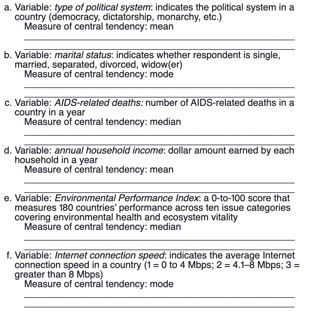 Solved Measures of central tendency describe the typical | Chegg.com