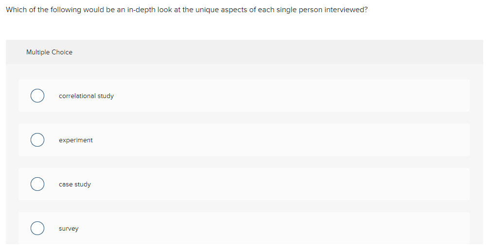 Solved Which of the following would be an in-depth look at | Chegg.com