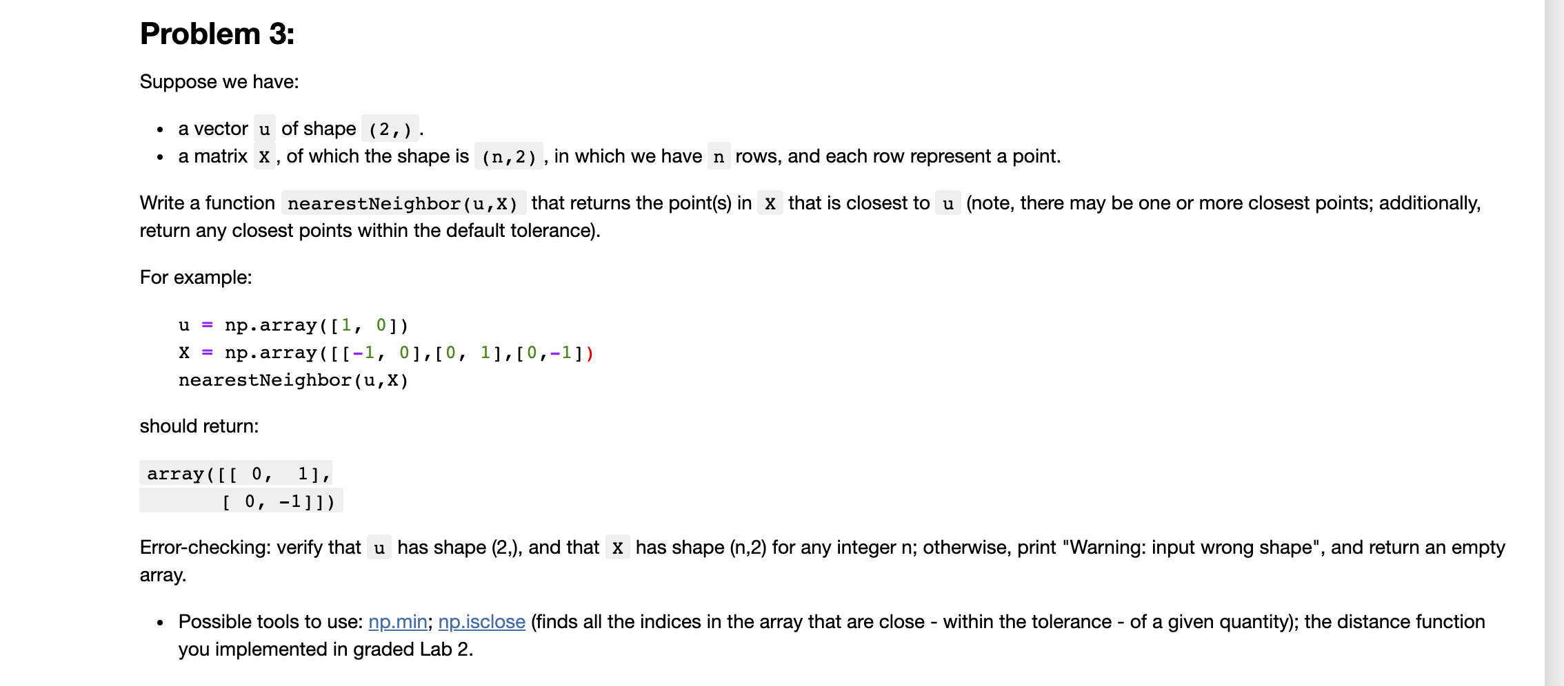 Solved Problem 3: Suppose we have: • a vector u of shape | Chegg.com