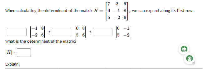 Solved When calculating the determinant of the matrix | Chegg.com