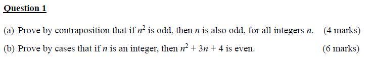 Solved Question 1 (a) Prove by contraposition that if n' is | Chegg.com