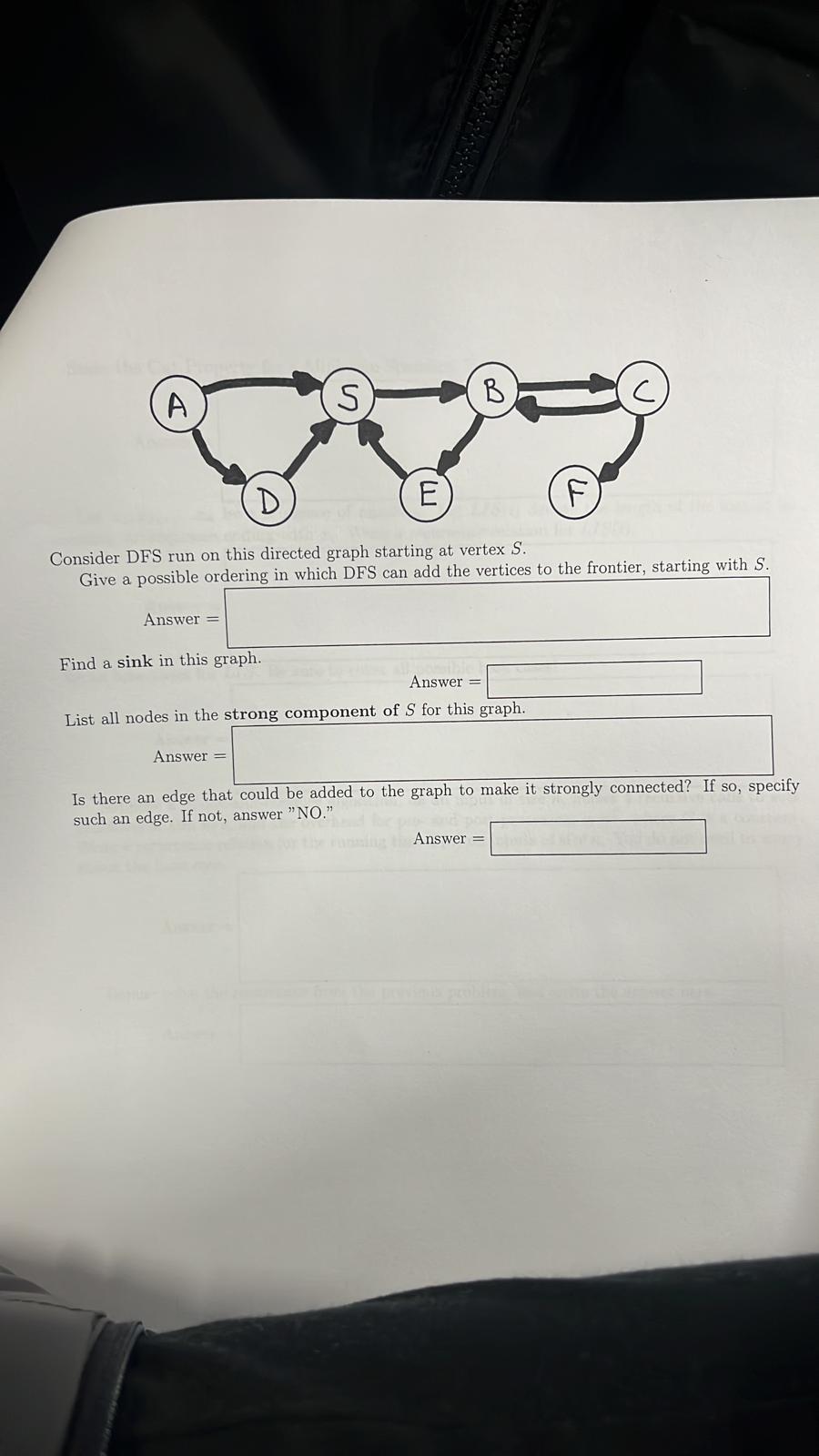 Solved Consider DFS run on this directed graph starting at | Chegg.com Solved Consider DFS run on this directed graph starting at | Chegg.com