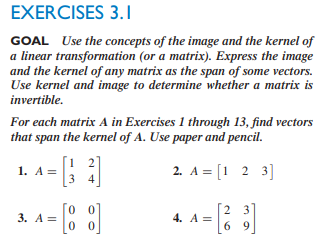 Solved EXERCISES 3.1 GOAL Use the concepts of the image and | Chegg.com