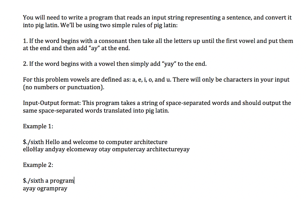 Solved You will need to write a program that reads an input | Chegg.com