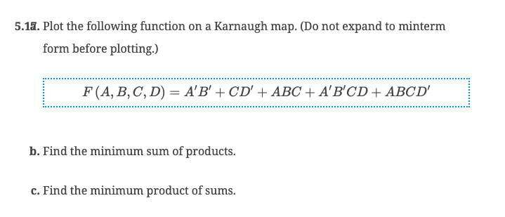 Solved 5.18. Plot the following function on a Karnaugh map. | Chegg.com