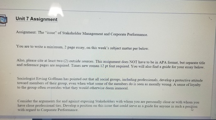 Solved Unit 7 Assignment Assignment: The Solved Unit 7 Assignment Assignment: The
