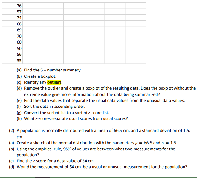 Solved Use The Data Values To Complete The Questions This