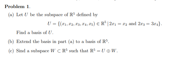 Solved (a) Let U be the subspace of R5 defined by | Chegg.com