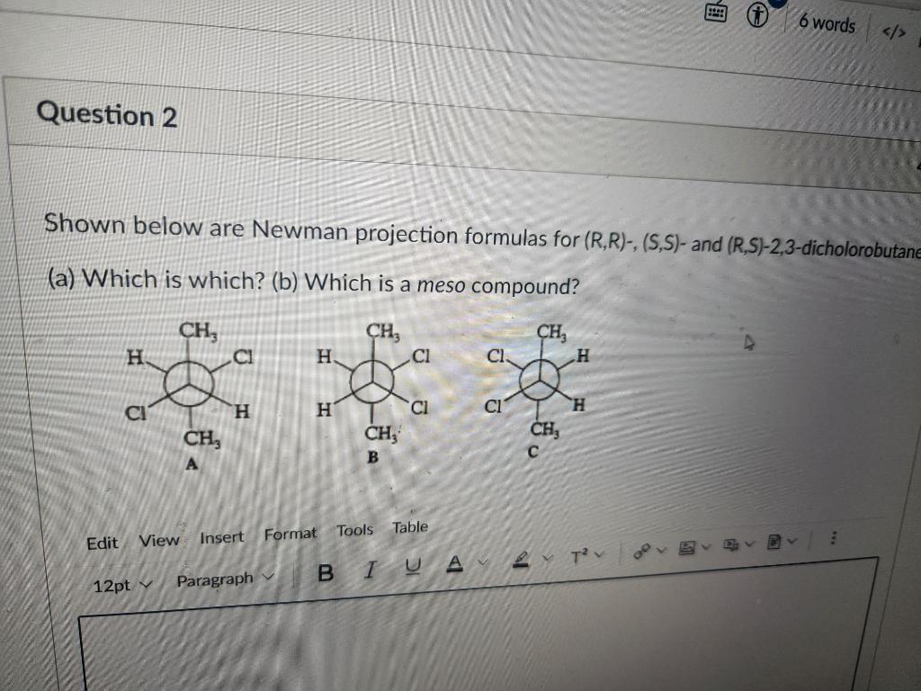 Solved Shown below are Newman projection formulas for | Chegg.com