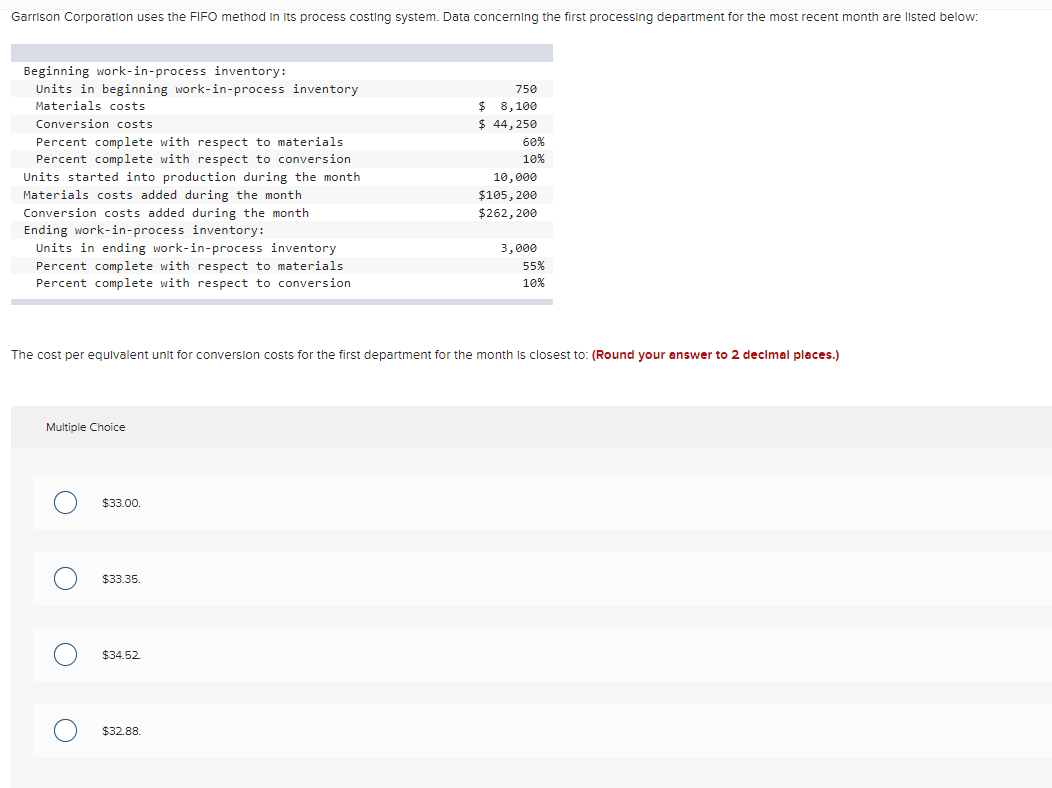 Solved The cost per equivalent unit for conversion costs for | Chegg.com