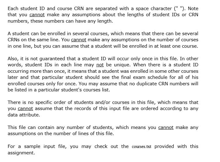Solved Inputs There are two input files, the details of | Chegg.com