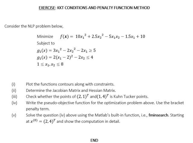 EXERCISE: KKT CONDITIONS AND PENALTY FUNCTION METHOD | Chegg.com