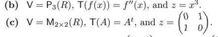 Solved For each linear operator T and cyclic subspace W, | Chegg.com