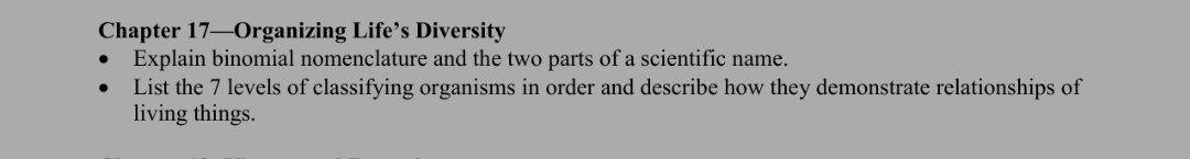 Solved . Chapter 17—Organizing Life's Diversity Explain | Chegg.com